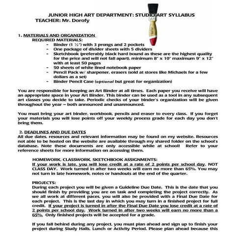 Studio Art Syllabus | DOC