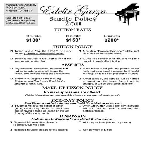 Studio Policy 2011 | PDF