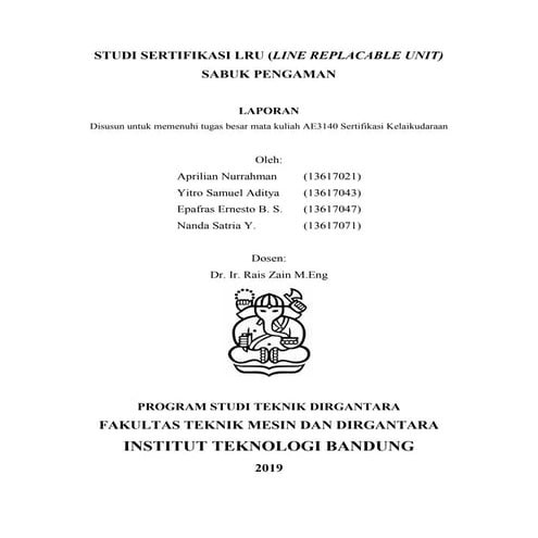 Studi Sertifikasi LRU Sabuk Pengaman | PDF