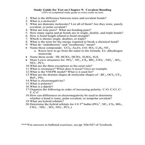 Study guide-for-test-on-chapter-9 | PDF