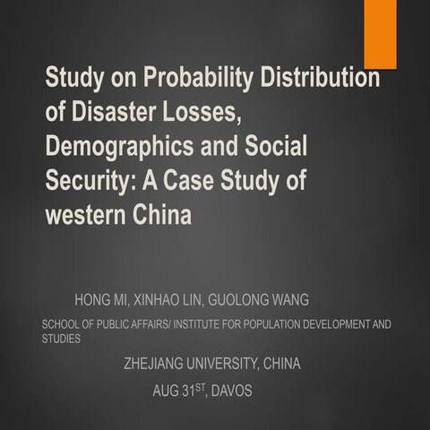 Study on Probability Distribution of Disaster Losses, Demographics and ...