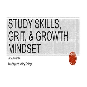 Study Skills including Grit and Growth Mindset | PPTX