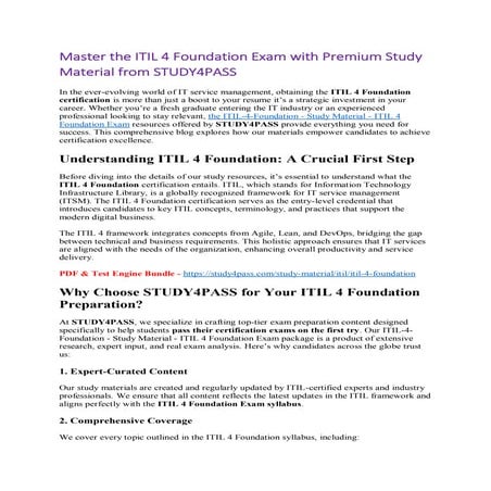 STUDY4PASS Guides You Through ITIL-4-Foundation Study Topics | PDF