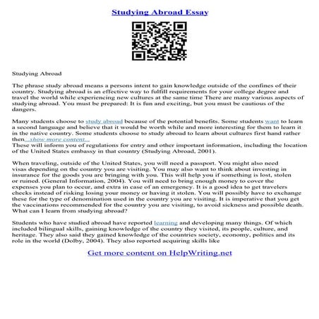 Study Abroad Essays | PDF