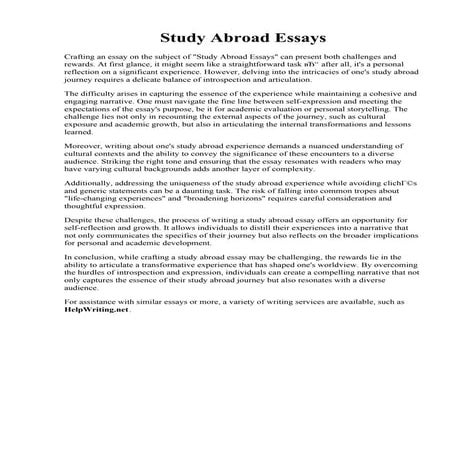 Study Abroad Essays | PDF