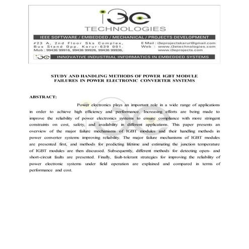Study and handling methods of power igbt module failures in power ...