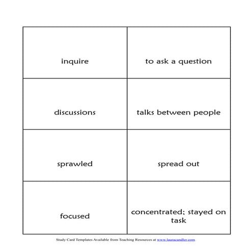 Study cards the gri gri tree2 | DOC