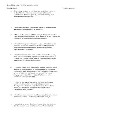 Study guide dead stars by paz marquez benitez | DOCX