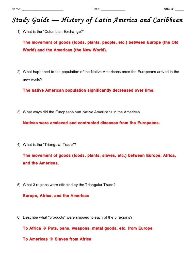 Study Guide key Study Guide key