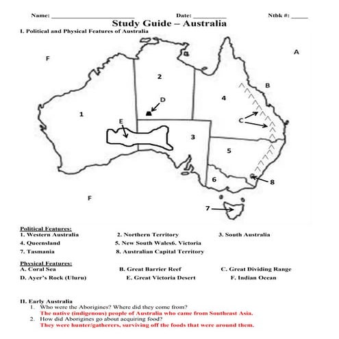 Study guide (key) - Australia | DOCX