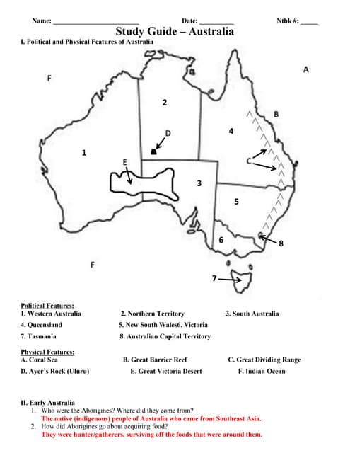 Physical map of australia | DOC