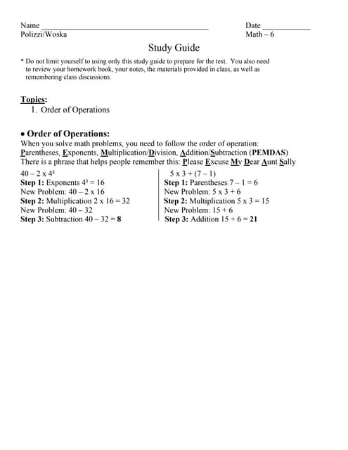Exponents Study Guide | PDF