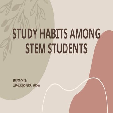 STEM STUDENTS STUDY HABITS differences of it | PPTX