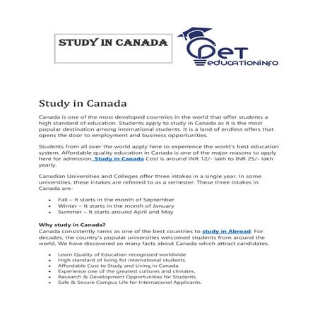 Study in Canada | PDF
