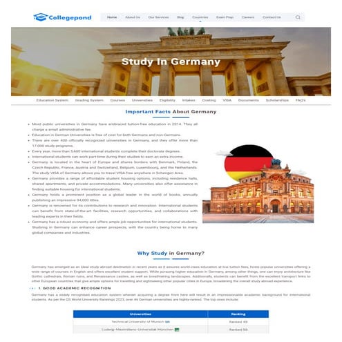 Study in Germany Colleges, Eligibility, Fees and Scholarships | PDF