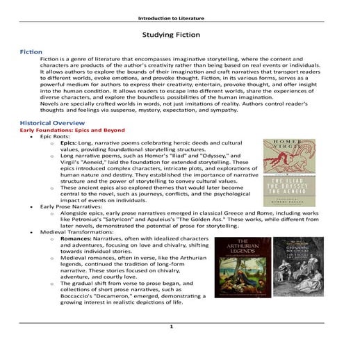 Introduction to Studying Fiction, novel, novella, and short stiry | PDF