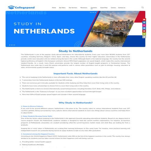Study in Netherlands Colleges, Fees, Cost, Scholarships, and VISA | PDF ...