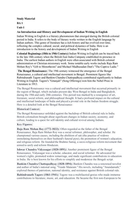 Introduction to indian writing in english pre-independence | PPTX