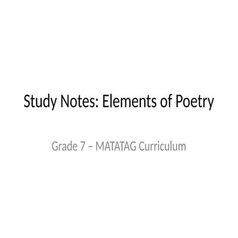 Basic Elements of Poetry | PPTX