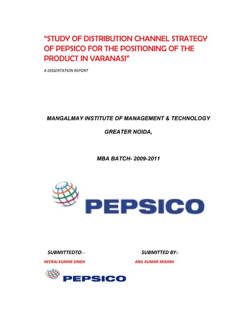 Pepsico sales and distribution | PPTX