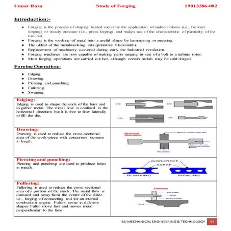 Study of forging , its classification & types | DOCX