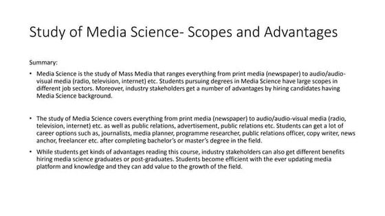 Media science & its Career Scope | PPTX