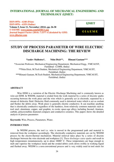 Wire Electrical Discharge Grinding | PPTX