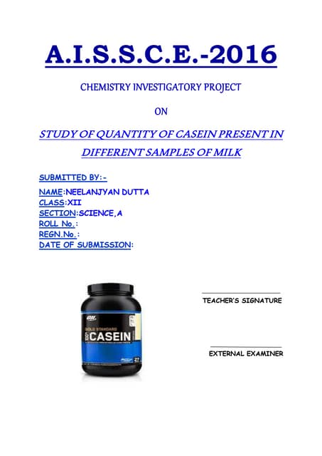 Chemistry project part 1 caseins in milk...... | PDF