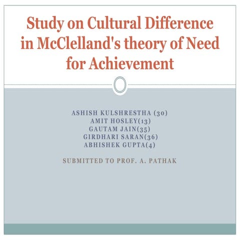 Study on cultural difference in mc clelland's theory of need for ...