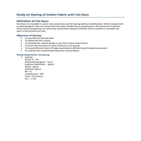 Study on Dyeing of Cotton Fabric with Vat Dyes.docx