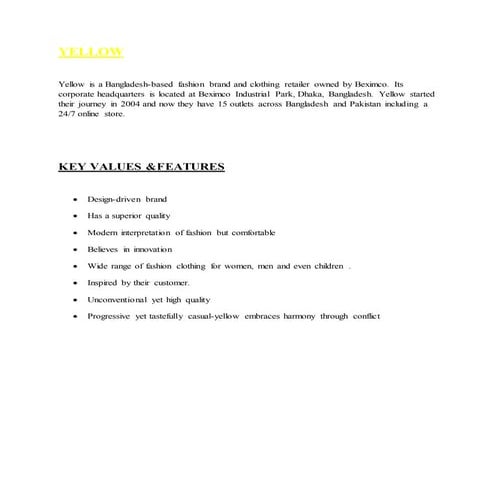 Study on yellow ( clothing ) beximco | DOCX