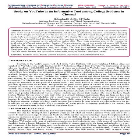 Study on YouTube as an Informative Tool among College Students in ...