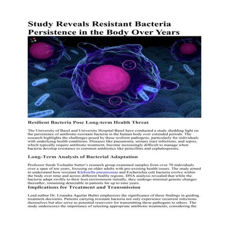 Resistant Bacteria Persistence in the Body Over Years | The Lifesciences Magazine | PDF