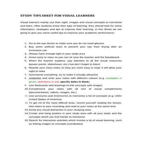 Study tips for visual learners | DOC
