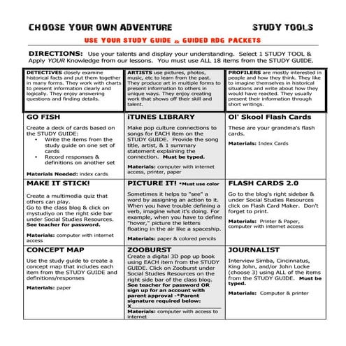 CHooSe YouR oWN aDVeNTuRe STuDY TooLS | PDF