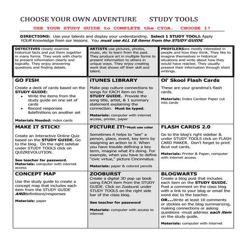 CYOA: Study Tools | DOCX