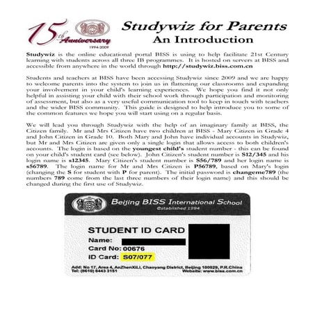 Studywiz for parents (introduction guide) | PDF