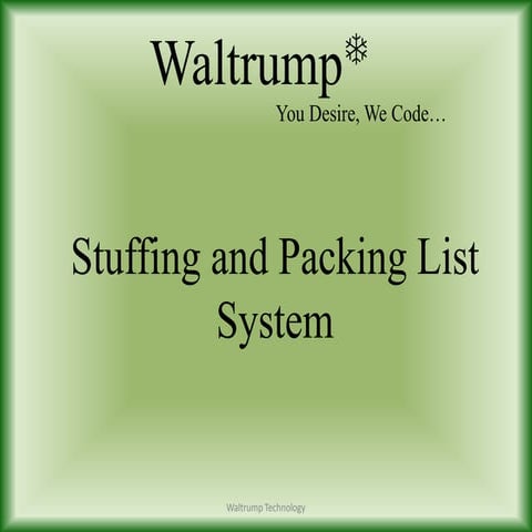 Stuffing and packing system | PPTX