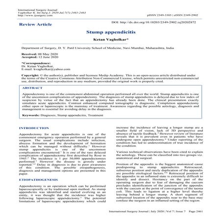 Stump appendicitis | PDF | Digestive Disorders | Diseases and Conditions
