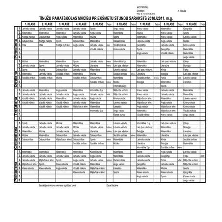 Stundu saraksts | PDF