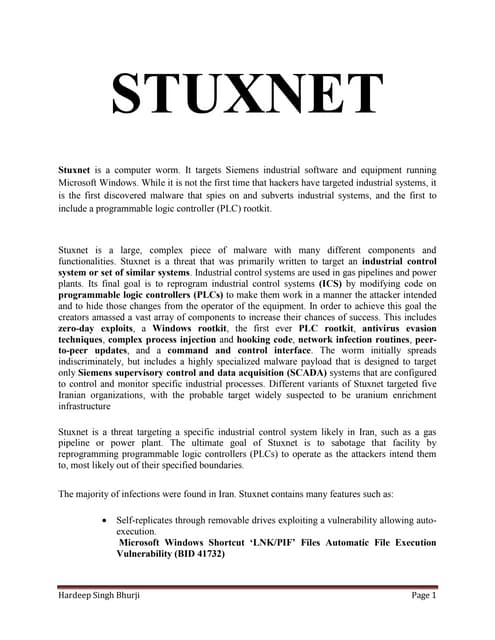 Stuxnet worm | PPTX