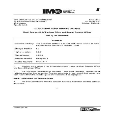 draft IMC 7.02 chief engineer officer and second engineer officer | PDF