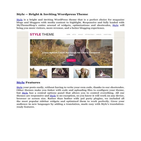 Style bright & inviting wordpress theme | PDF