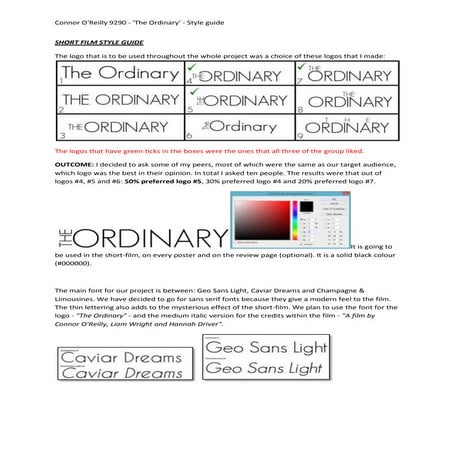 Style Guide for Short-Film 'The Ordinary' | DOCX