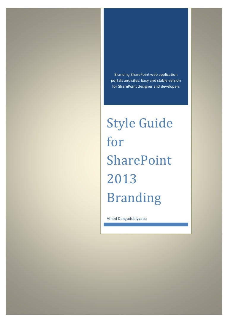 Style guide for share point 2013 branding
