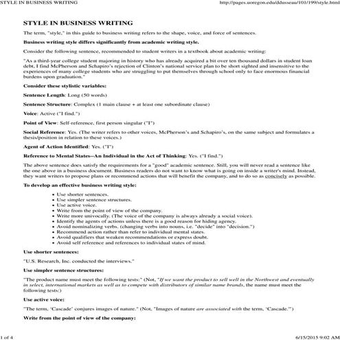Style in business writing | PDF