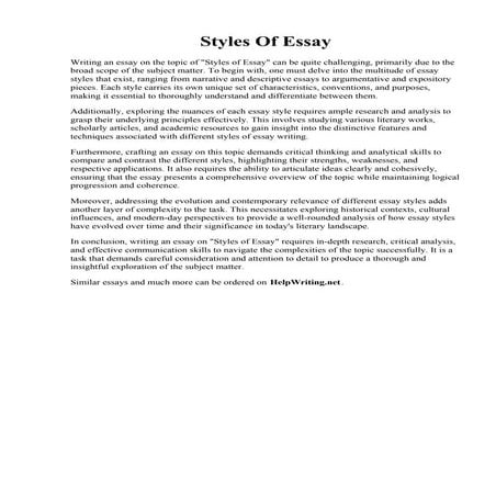 Styles Of Essay | PDF