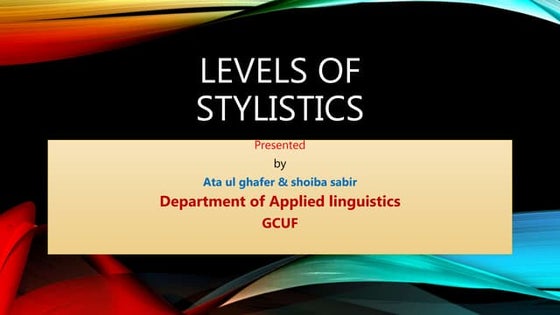 Levels of stylistic analysis | PPTX