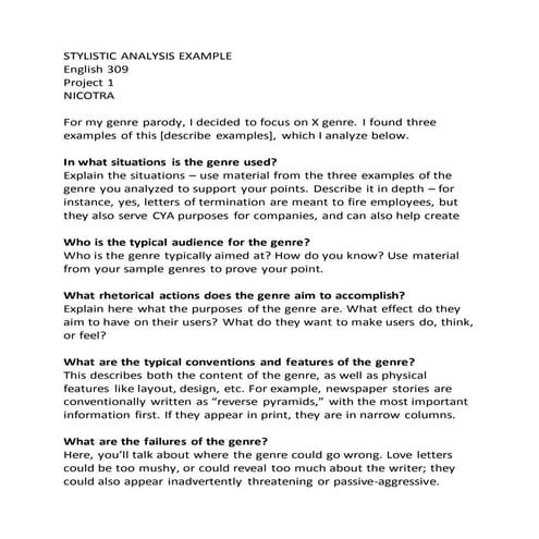 ENGL 309 Stylistic Analysis Example | DOCX