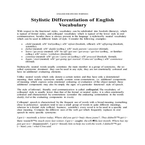 Stylistic differentiation of english vocabulary | DOCX